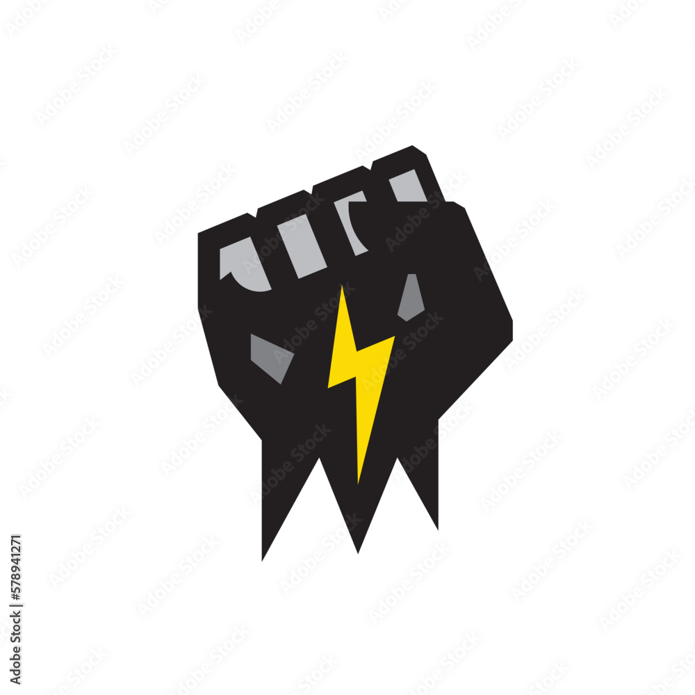 Thunder fist design. Fist lightning, power icon. A modern fist and ...