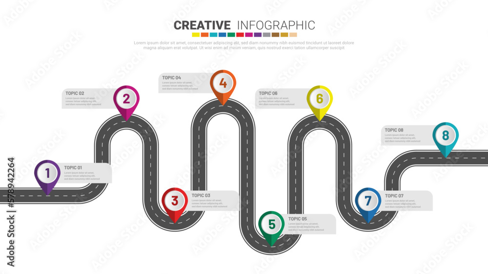 Road map timeline infographic for bussines. Vector template infographic ...