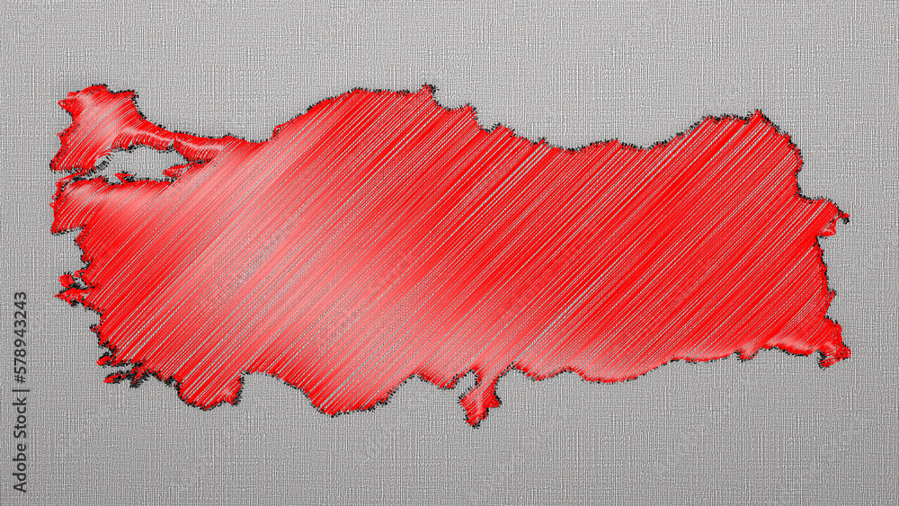Türkiye map icon 3d Illustration. Turkey flag or logo embroidery effect ...