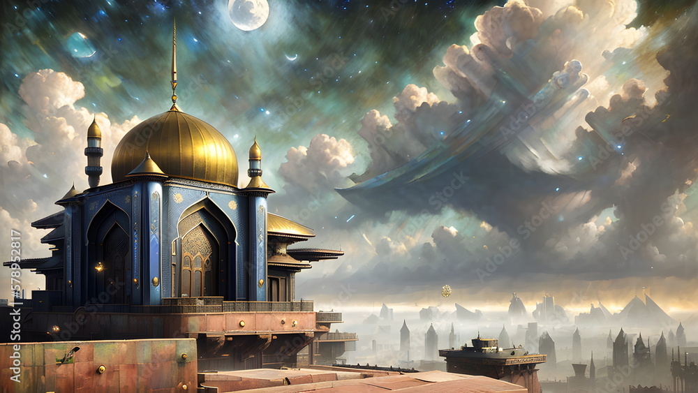 Ramadan Kareem Mosque Illustration of Islamic Concept Banner of Masjid ...