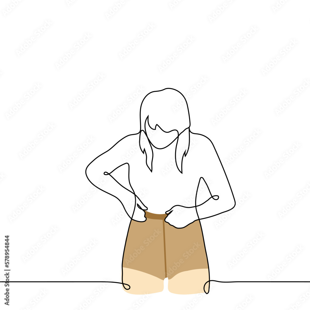 woman putting on flesh-colored nylon tights - one line drawing vector ...