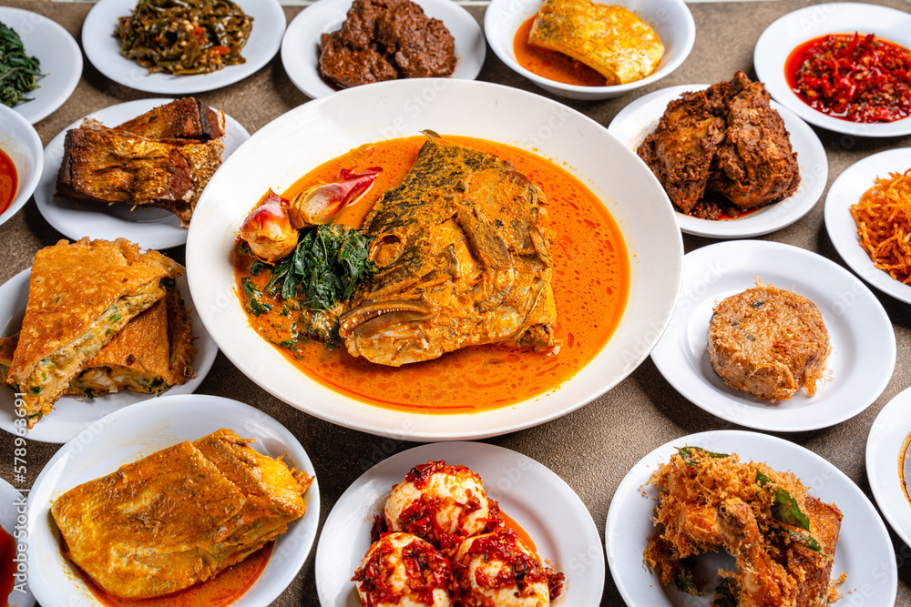 Nasi padang is a complete buffet dish like (indonesian : ayam goreng ...
