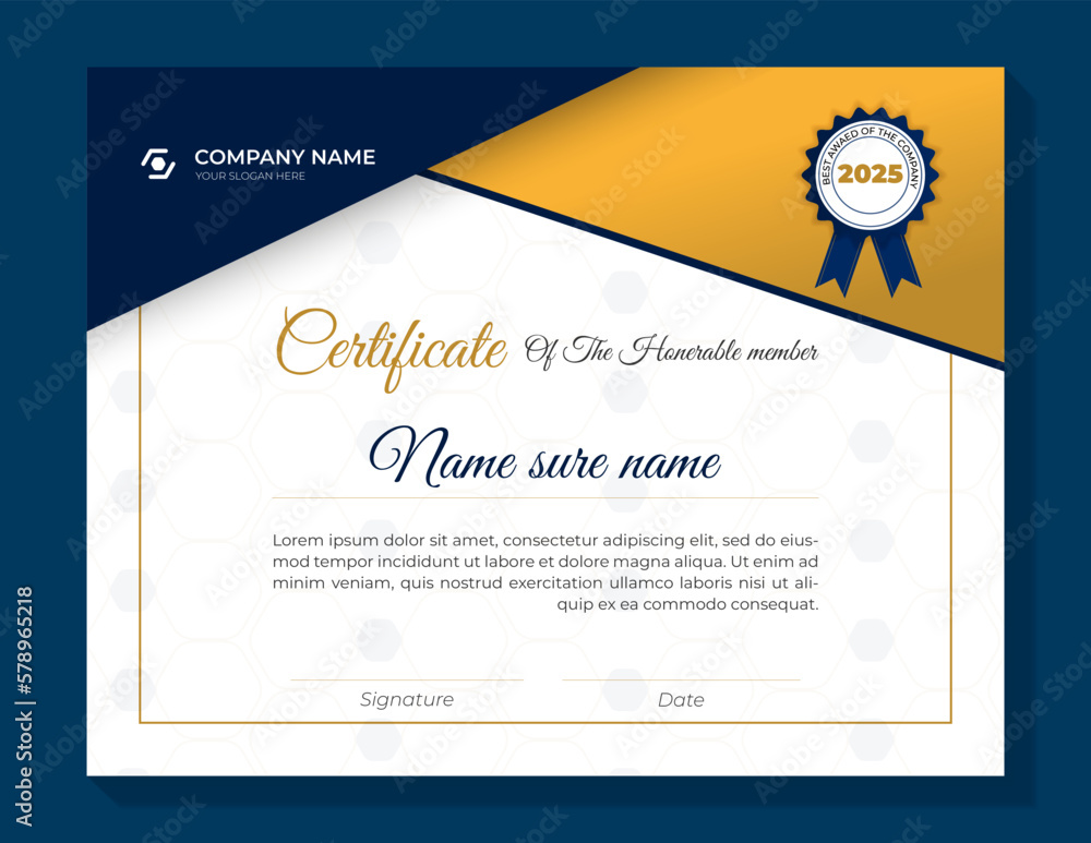 Modern Colorful elegant Award Certificate design template, Award ...