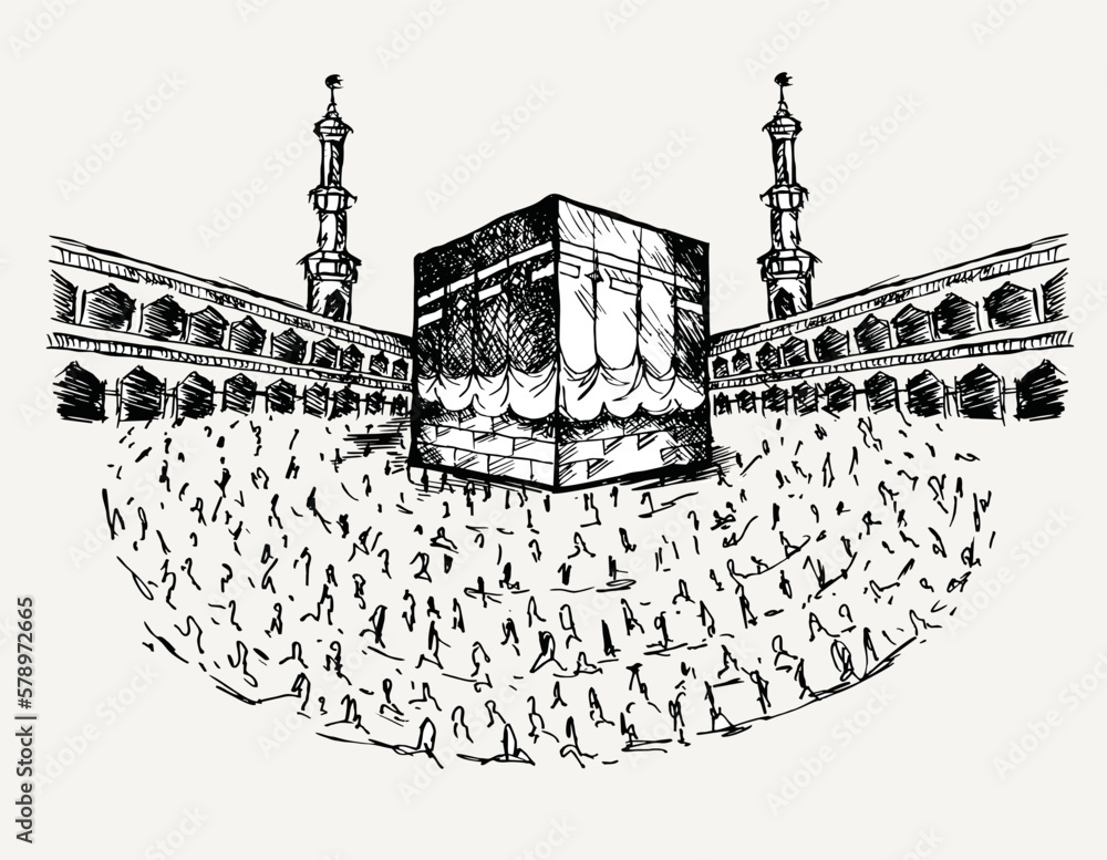 Islamic vector design kaaba in Mecca icon for Hajj and Ramadan or Eid ...