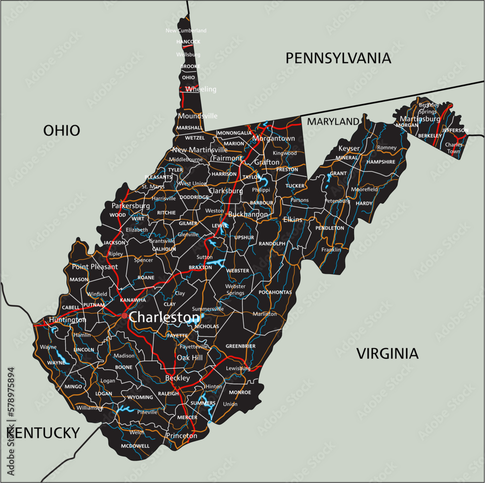 west virginia road map