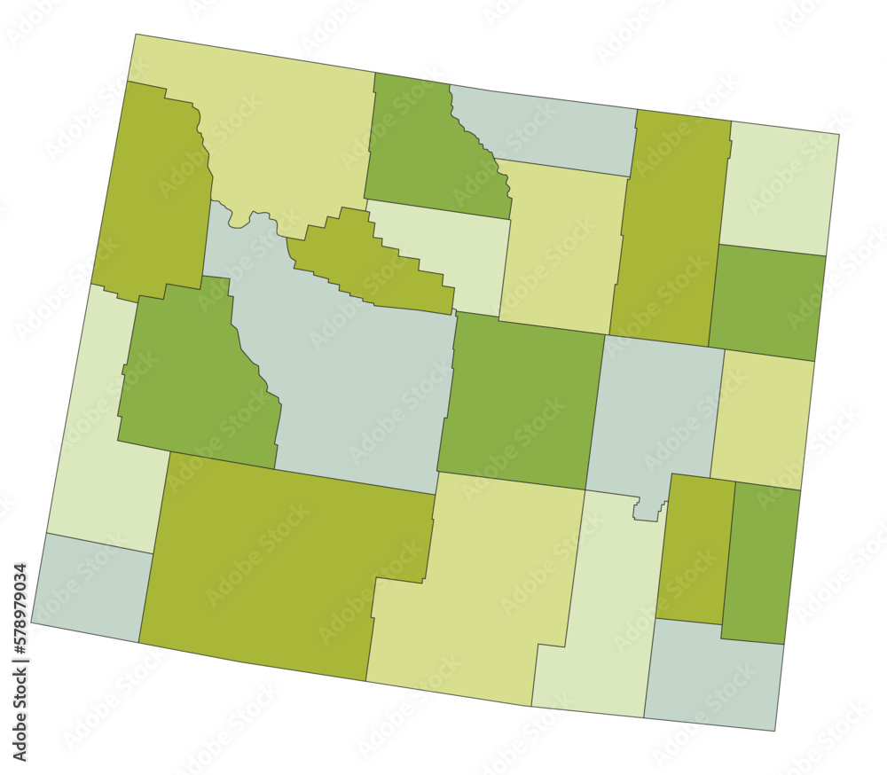 Highly detailed editable political map with separated layers. Wyoming ...