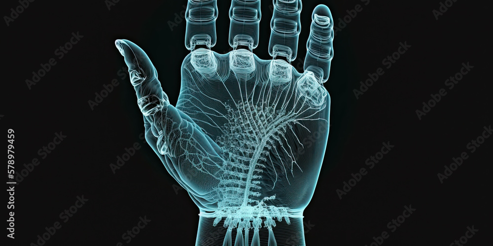 X-ray of hand: An image of the bones and joints in the hand ...