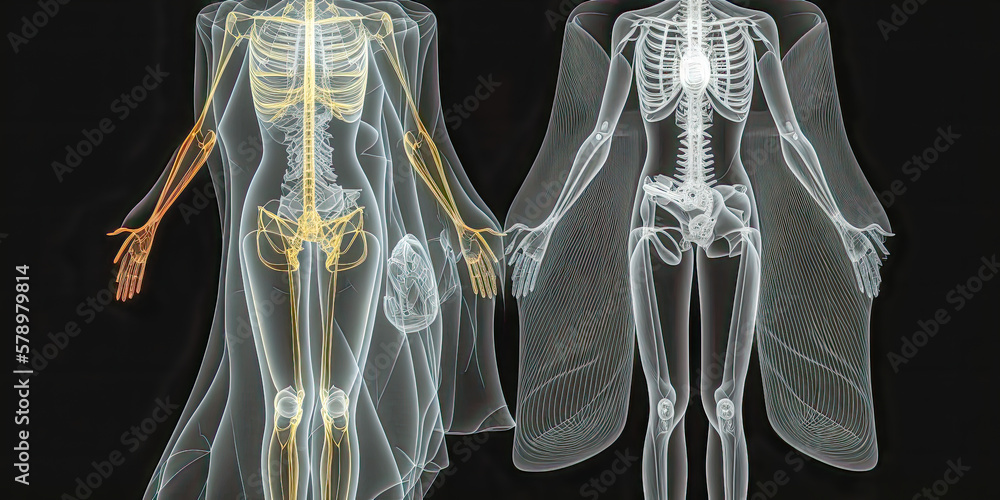 X-ray of full human body: An image of the entire human body, including ...