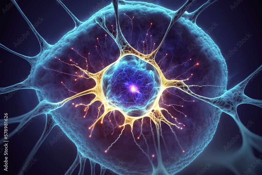 Space universe in a human brain cell. Structure of the human brain ...