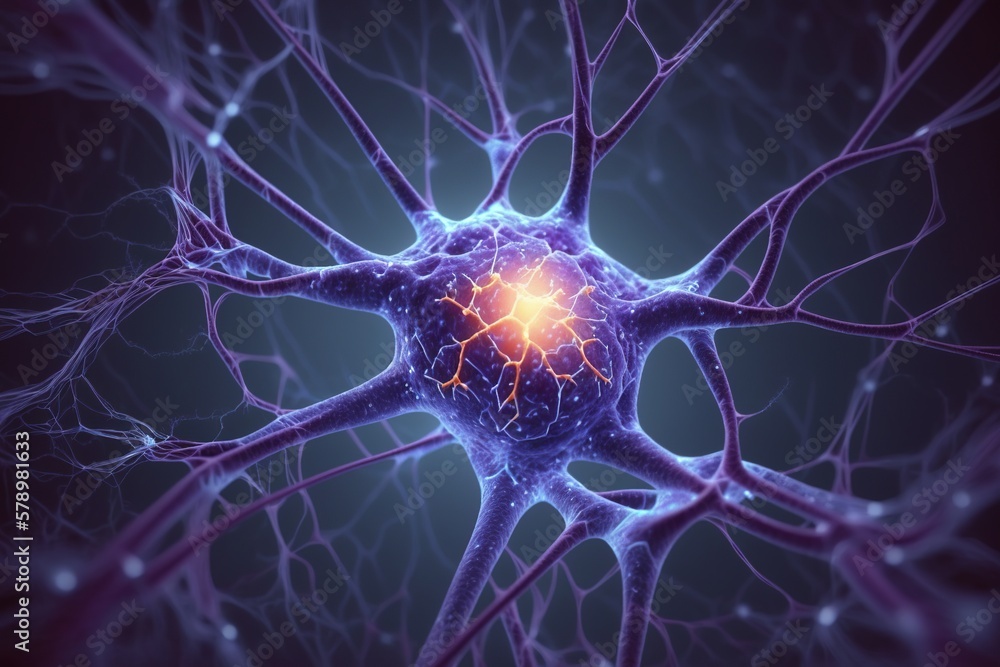 Space universe in a human brain cell. Structure of the human brain ...