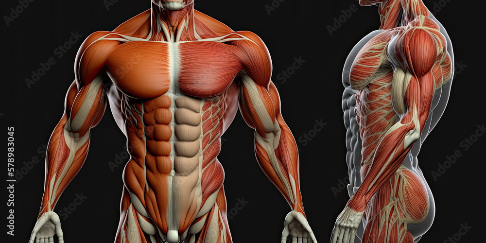 Male Muscular System Anatomy, human body - Generative AI Stock ...