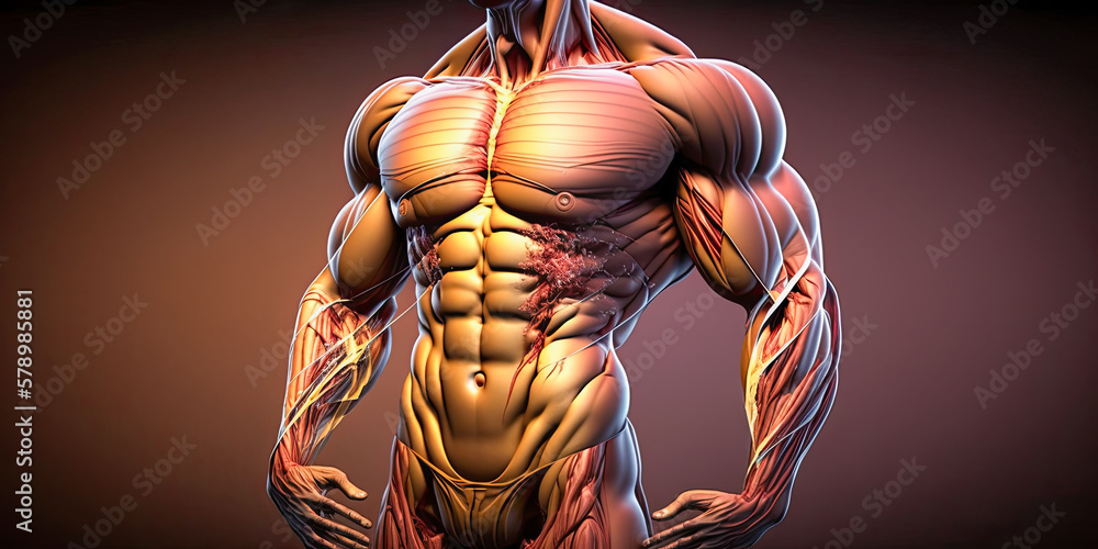 An illustration of the abdominal muscles of the human body - Generative ...