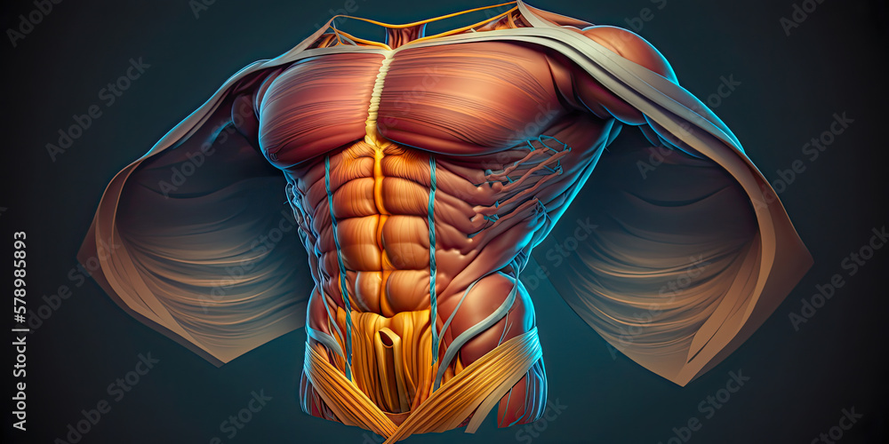 An illustration of the abdominal muscles of the human body - Generative ...