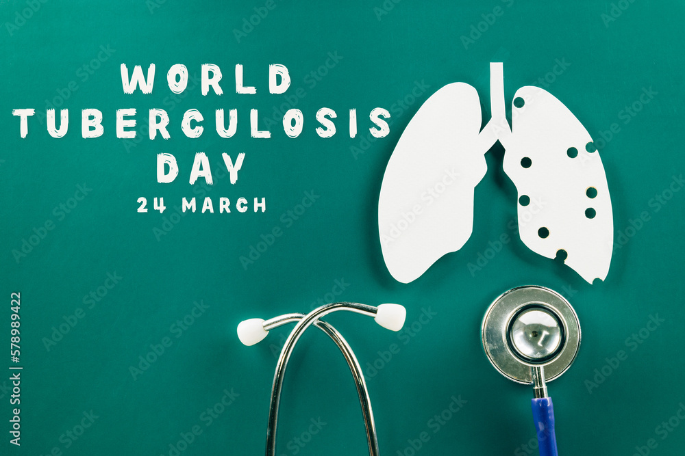 World TB Day. Lungs paper cutting symbol and medical stethoscope on ...