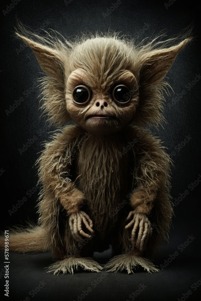 Ai artwork of a weird and cute little furry alien creature. Generative ...