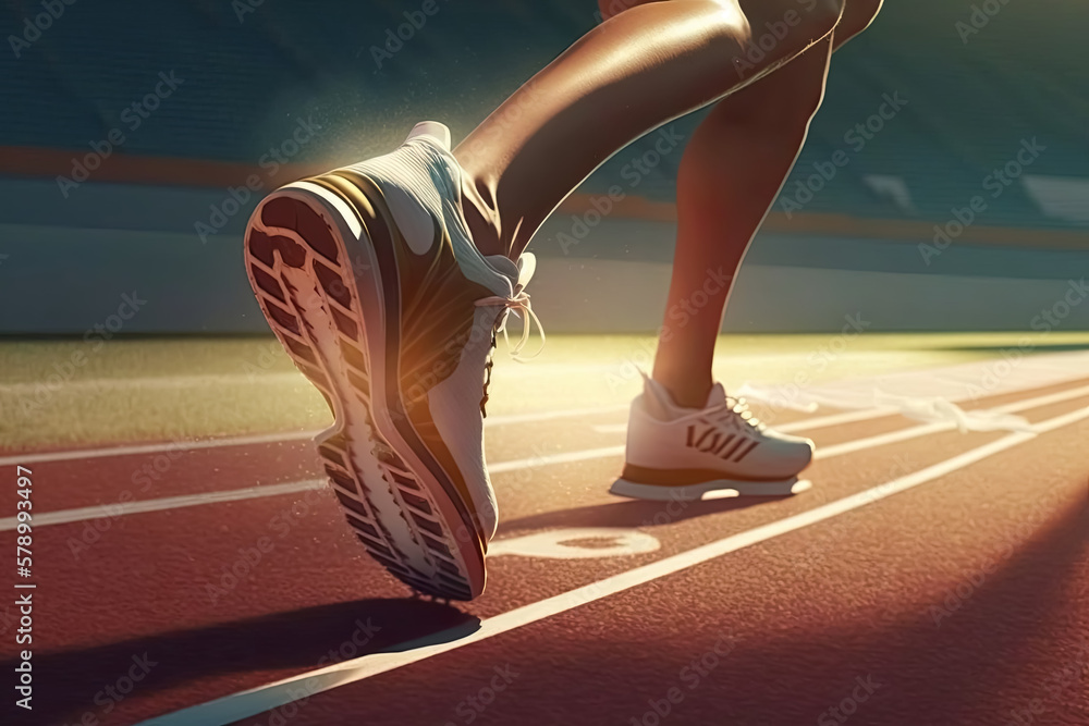 Runner at the starting point is getting ready for a challenge from the ...