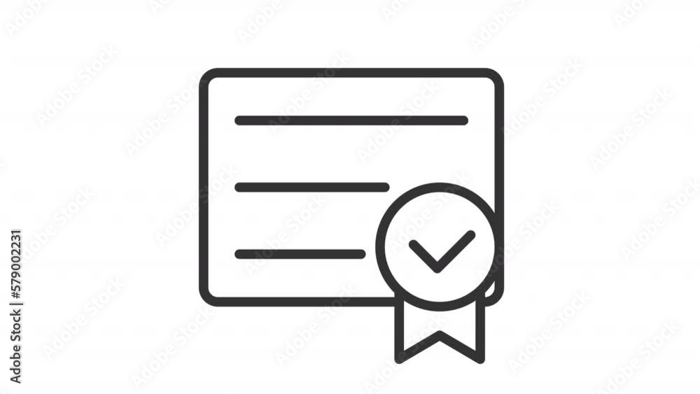 Animated diploma linear icon. Graduation document. Certificate. Award ...