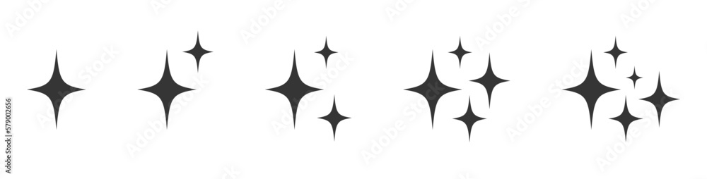 Poster Sparkle star icon set silhouette isolated – Tableau | Europosters