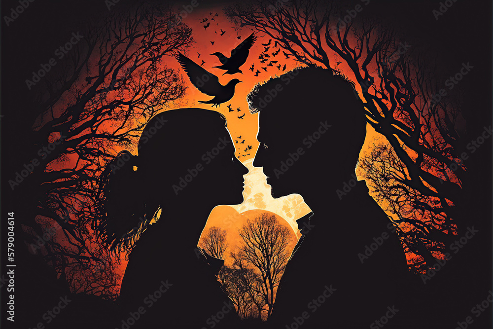 Ilustración del dibujo de la silueta de un hombre frente a una mujer ...