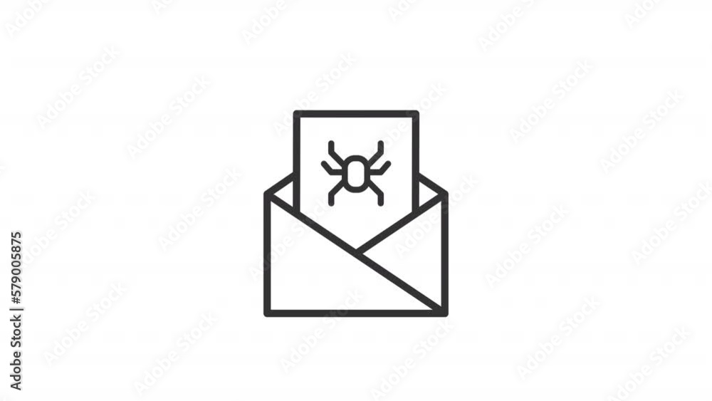 Animated viral mail linear icon. Computer virus spreading. Infected ...