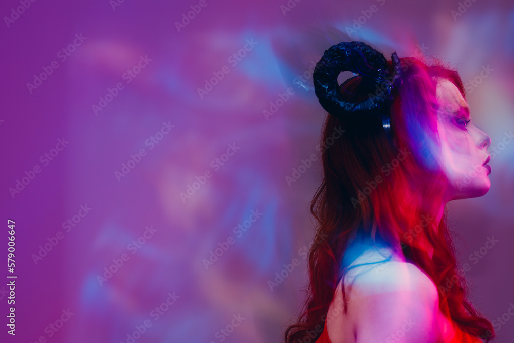 Beautiful young woman with makeup zodiac signs of Capricorn or Aries or ...