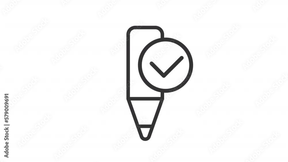 Animated pencil linear icon. Signing document. Place signature. Writing ...