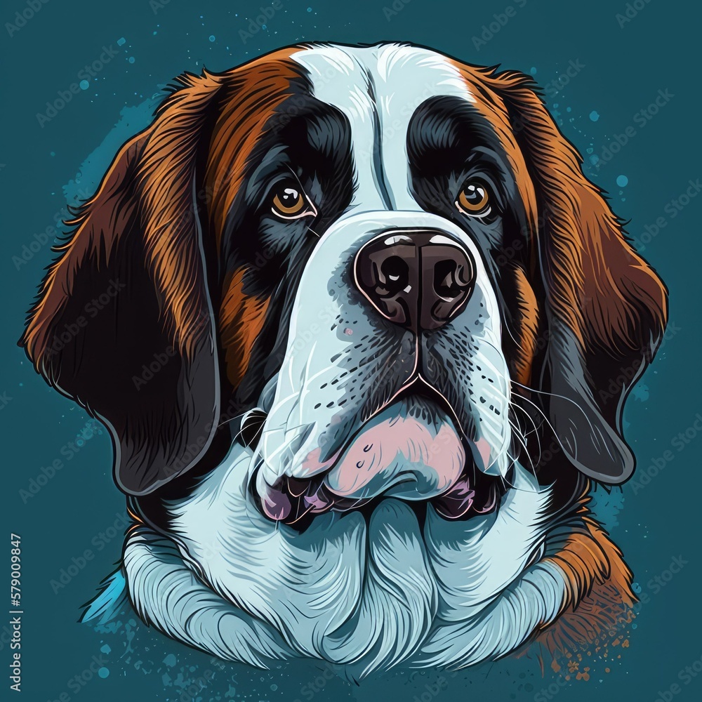 Saint bernard logo. Saint bernard head image in cartoon style ...