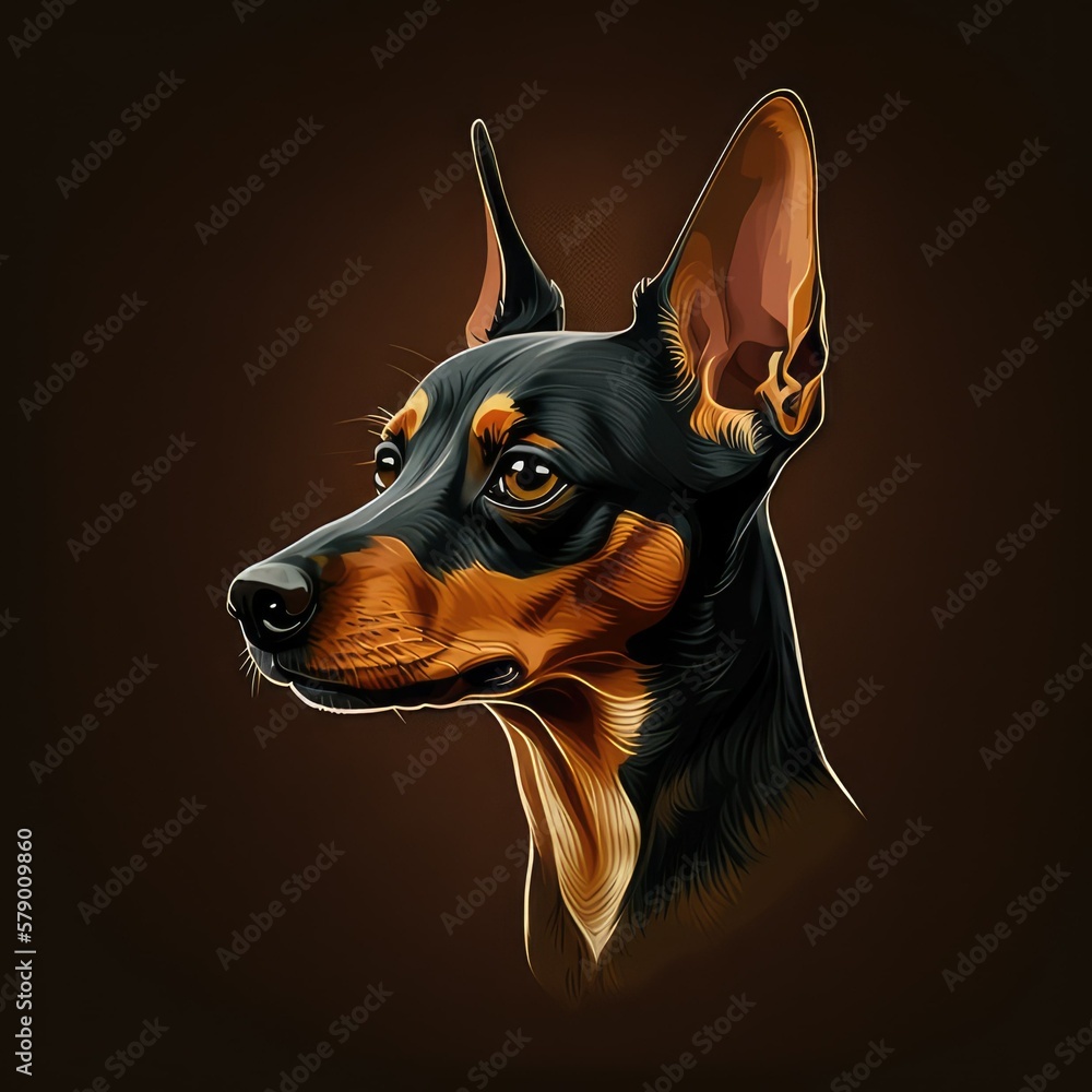 Miniature pinscher logo. Miniature pinscher head image in cartoon style ...