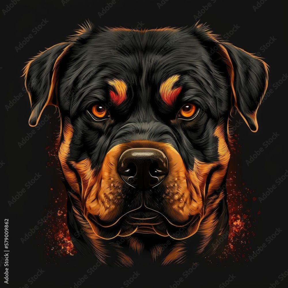 Rottweiler logo. Rottweiler head image in cartoon style. Generated ...
