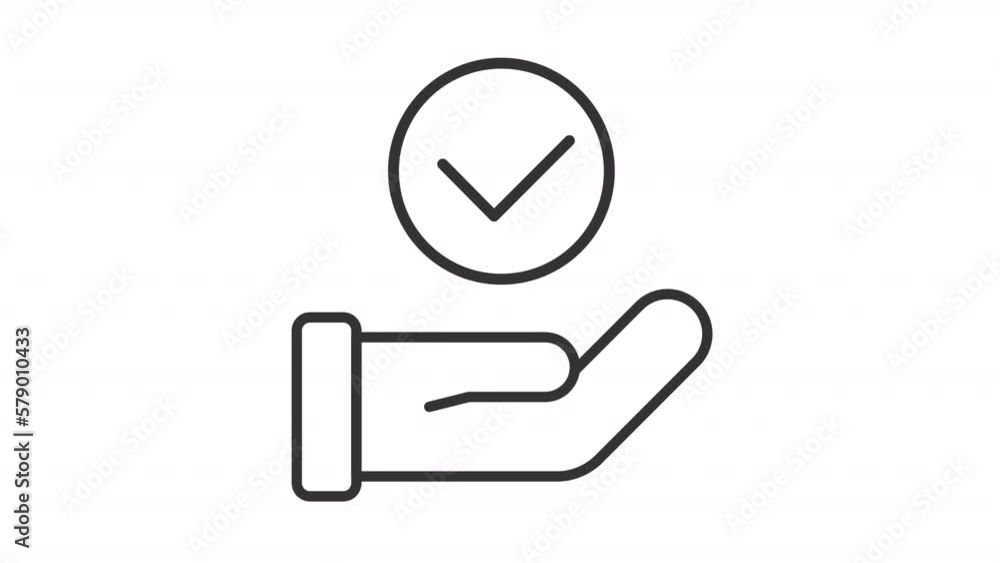 Animated hand and tick linear icon. Decision making. Provide support ...