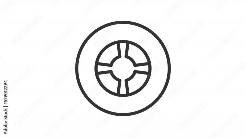 Animated tire linear icon. Automotive component. Transportation ...