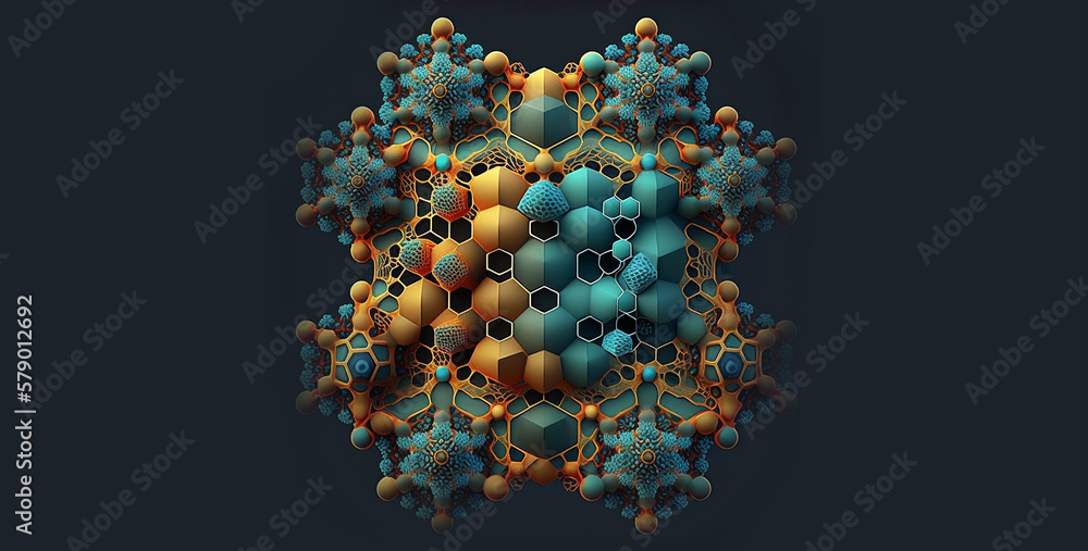 matrix of organic molecules in hexagonal patterns 3d hd wallpaper Stock ...