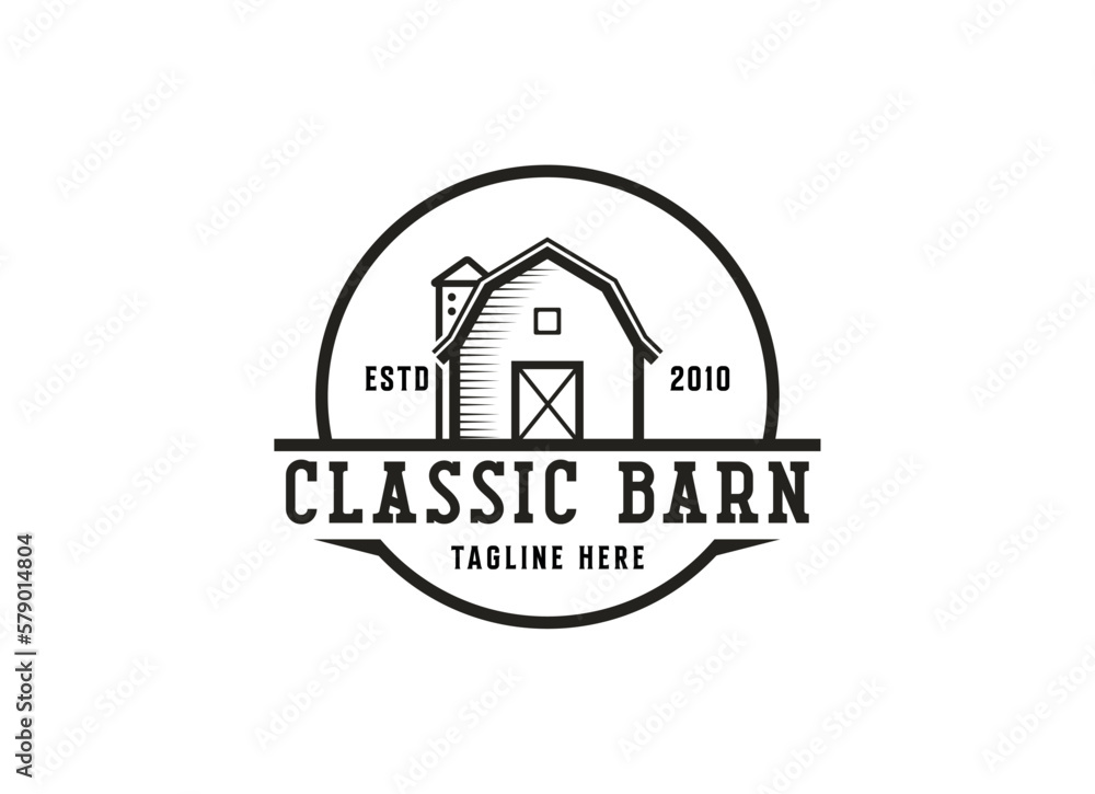 Vintage farm logo design - barn wood building house farm cow cattle Stock Vector | Adobe Stock