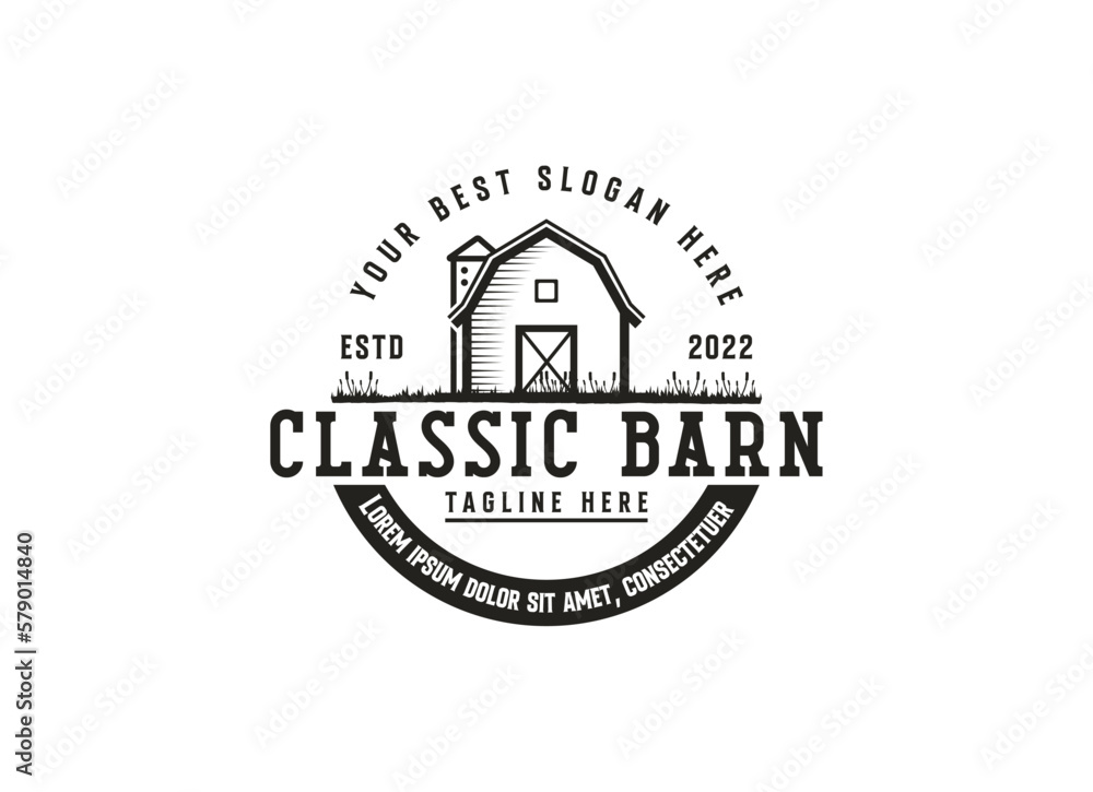 Vintage farm logo design - barn wood building house farm cow cattle Stock Vector | Adobe Stock