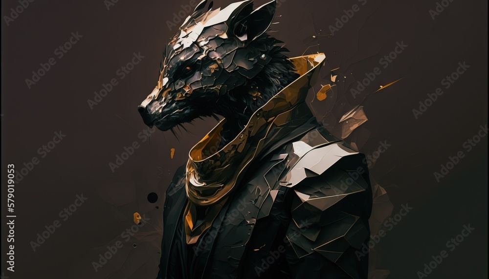 The anthropomorphic wolf. Wild animal in human clothes, wallpaper ...