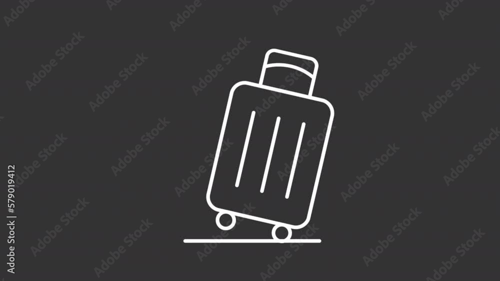 Animated baggage white line icon. Personal belongings. Tourist luggage ...