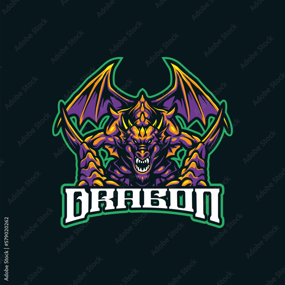 Dragon mascot logo design vector with modern illustration concept style ...