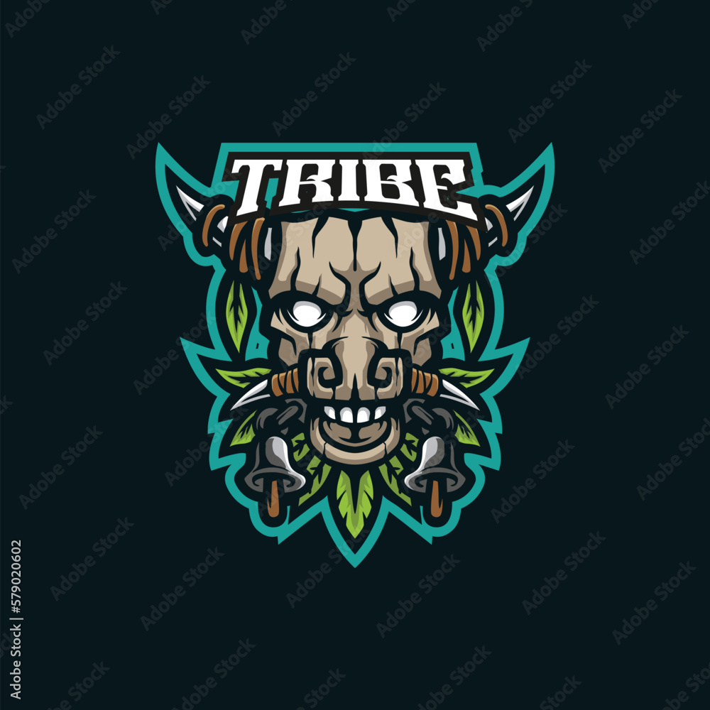 Tribe mascot logo design vector with modern illustration concept style ...