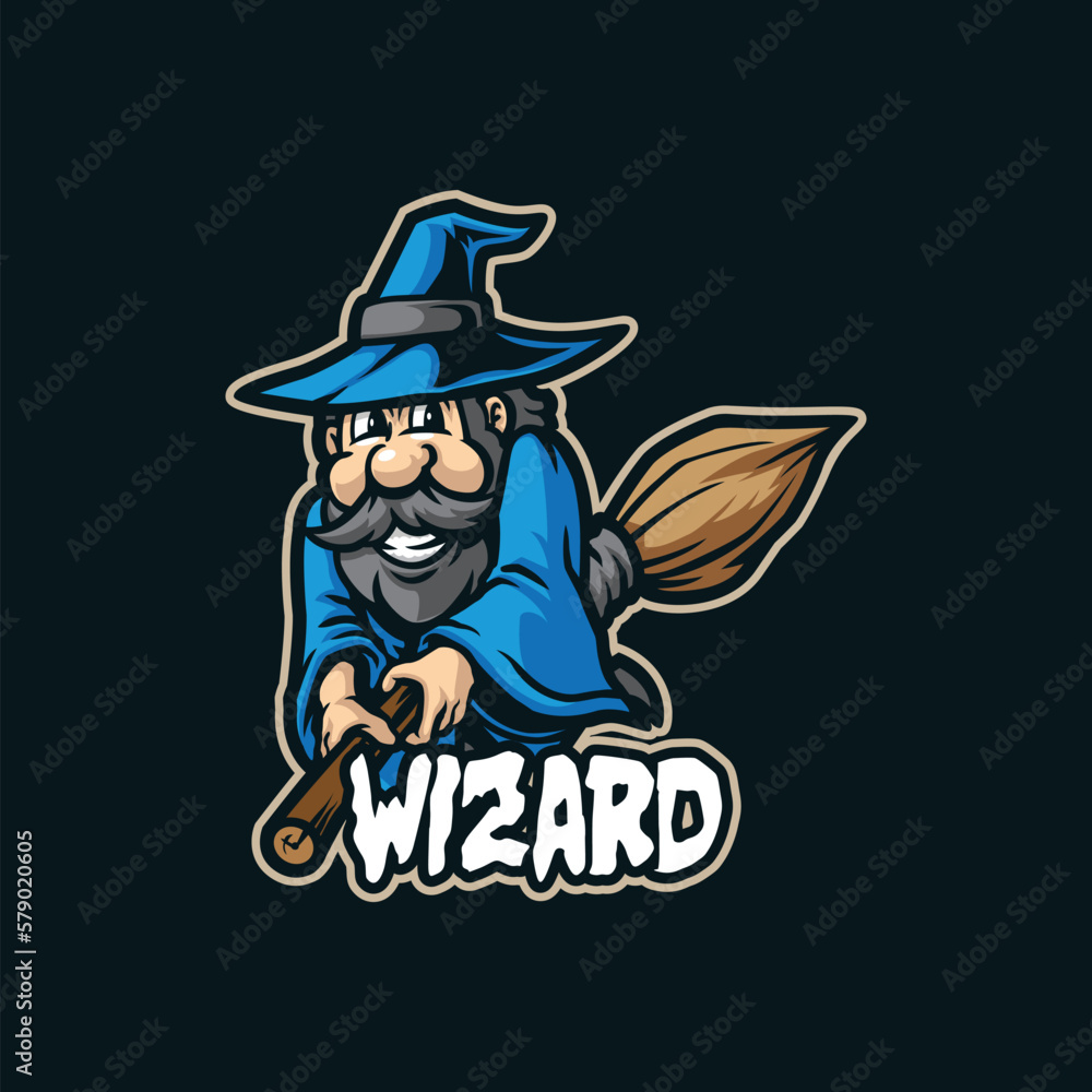 Wizard mascot logo design vector with modern illustration concept style ...