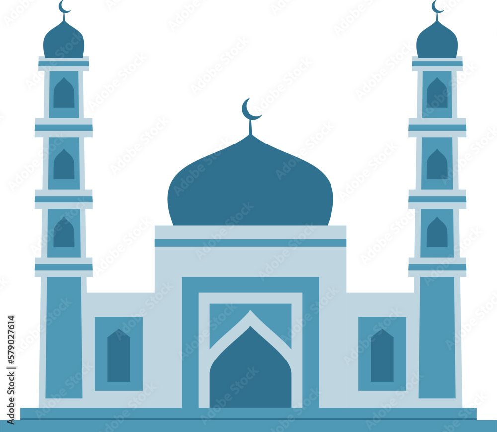 Simple modern islamic mosque building illustration. Suitable for ...