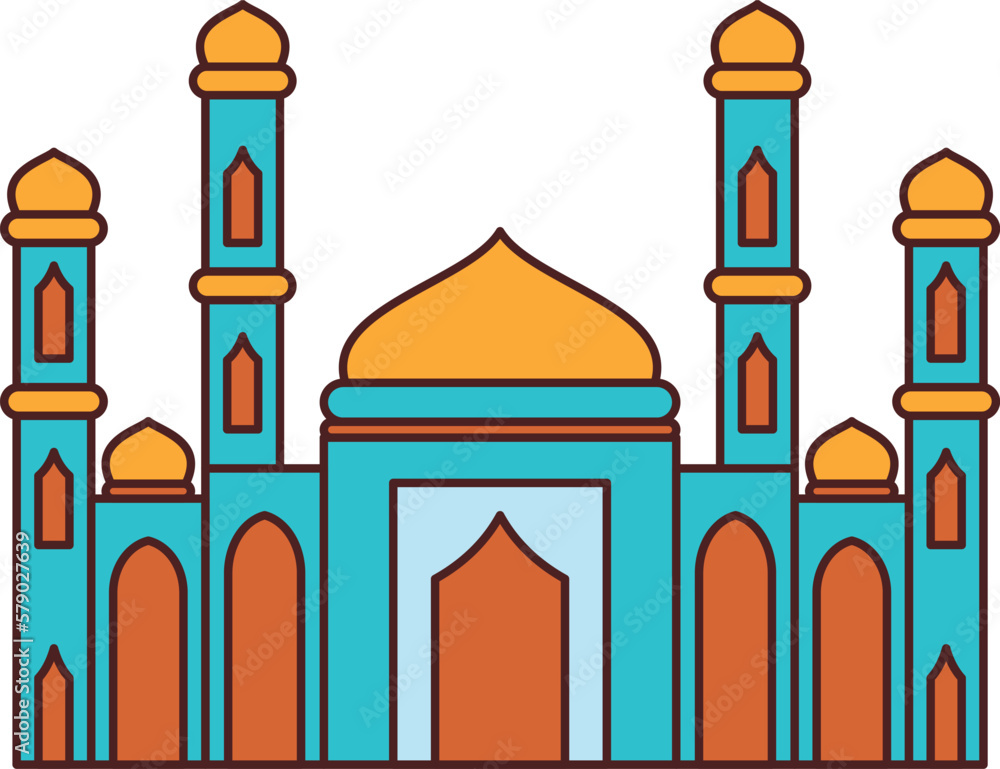 Flat cartoon islamic mosque building illustration. Suitable for ...