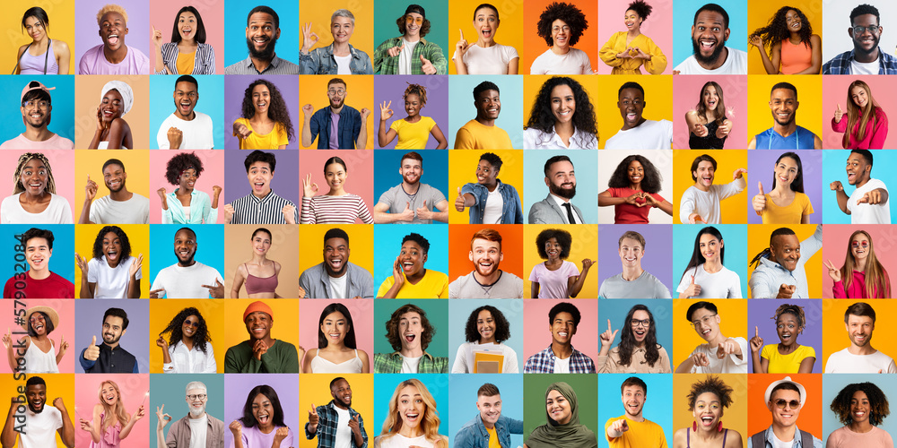 Studio Portraits Of Diverse Happy Multiethnic People Isolated Over ...