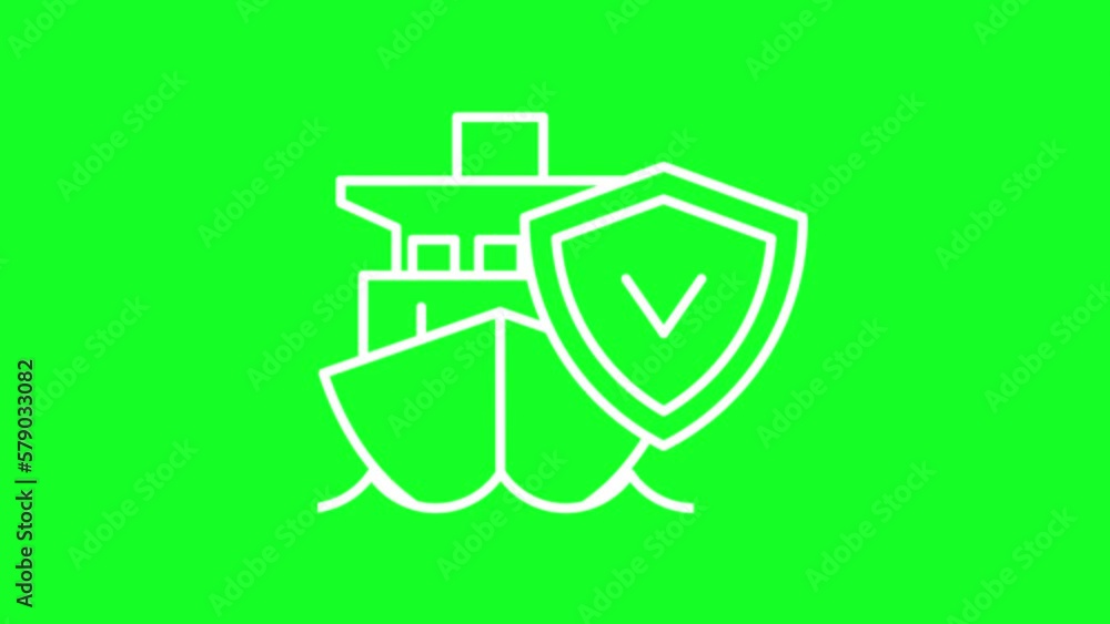 Animated ship white line icon. Marine insurance. Cargo loss. Loop HD ...