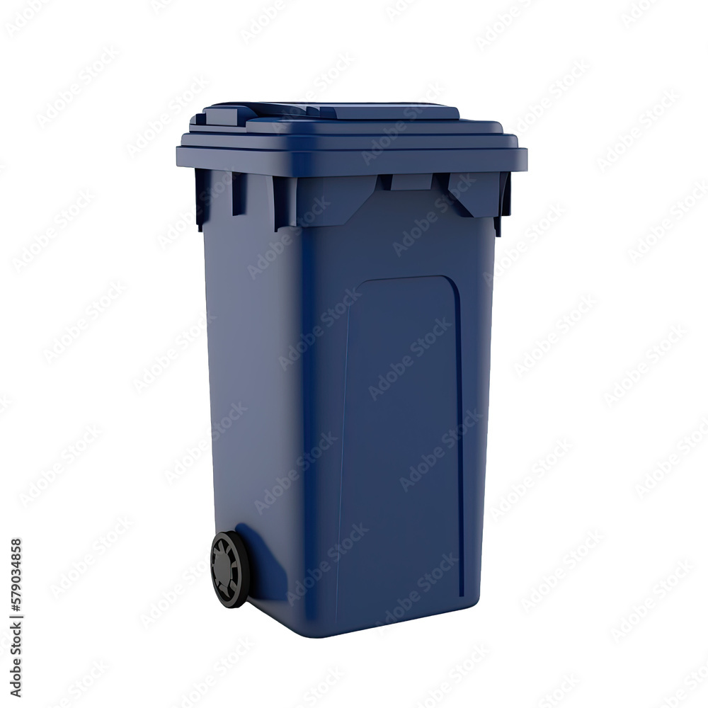 Trash bin. Blue dust bin isolated on transparent background. Trash ...