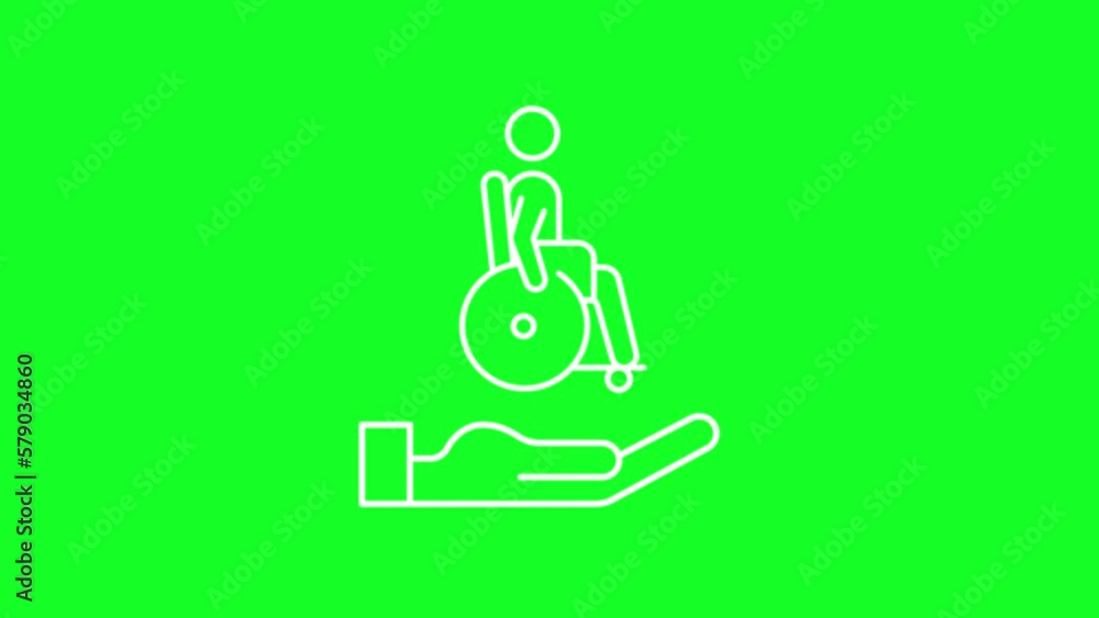 Animated health care white line icon. Support people with disability ...