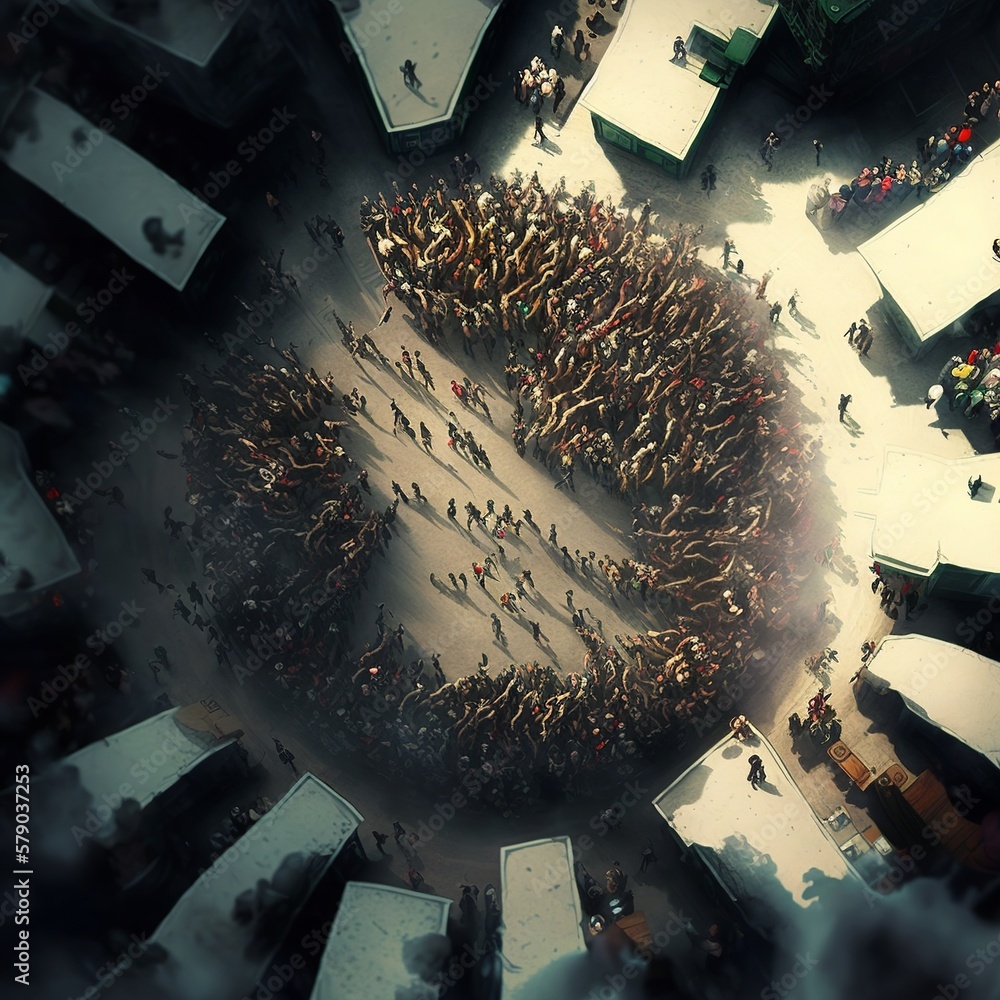 mass brawl from above protest, demonstration, problem, social issue ...