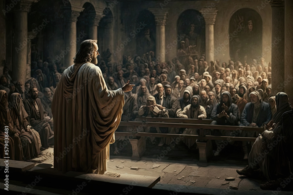 Jesus and the Temple Leaders Stock Illustration | Adobe Stock