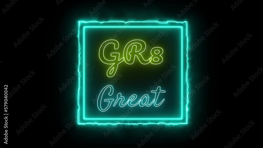 Vidéo Stock GR8 - Great Neon yellow-green Fluorescent Text Animation ...