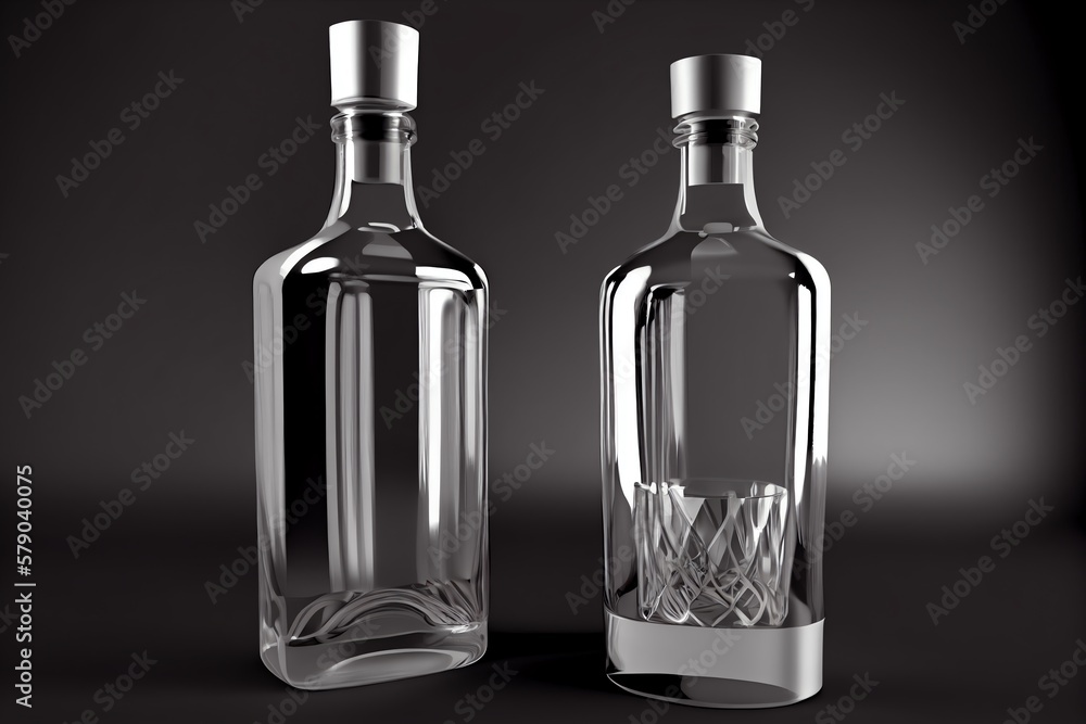 3d Glass Bottle For Vodka, Gin, Whiskey Drink With A Volume Of 500ml ...