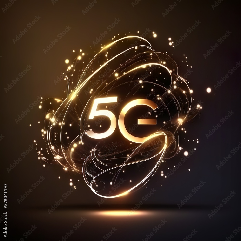 5g logo abstract dark background with empty space. Concept of network ...